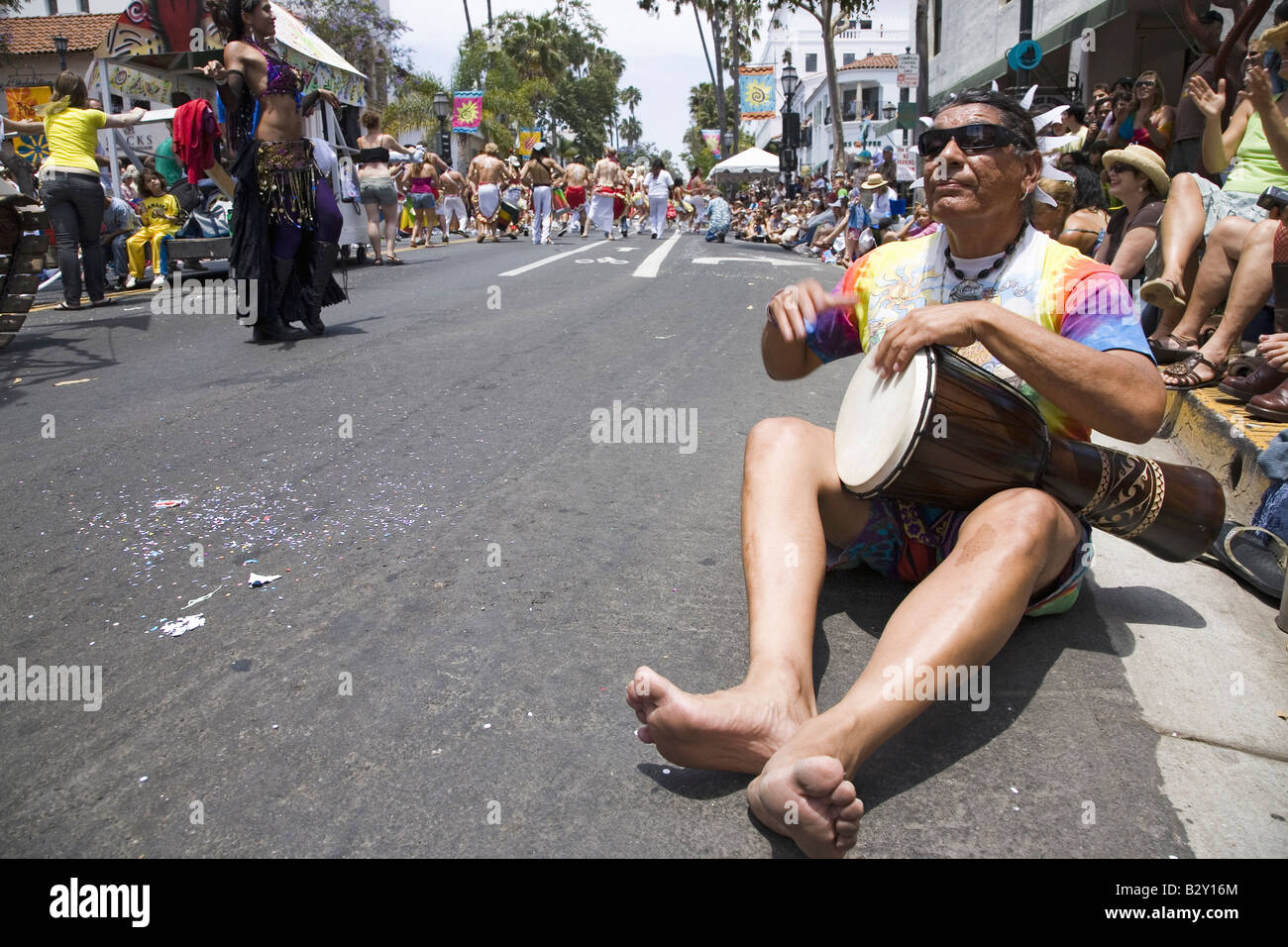 Hippy drummer at annual Summer Solstice Celebration and Parade June ...
