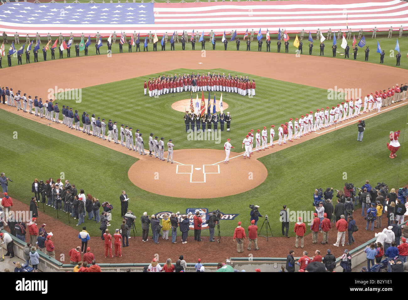 Opening Day Ceremonies featuring gigantic American Flag in Centerfield ...
