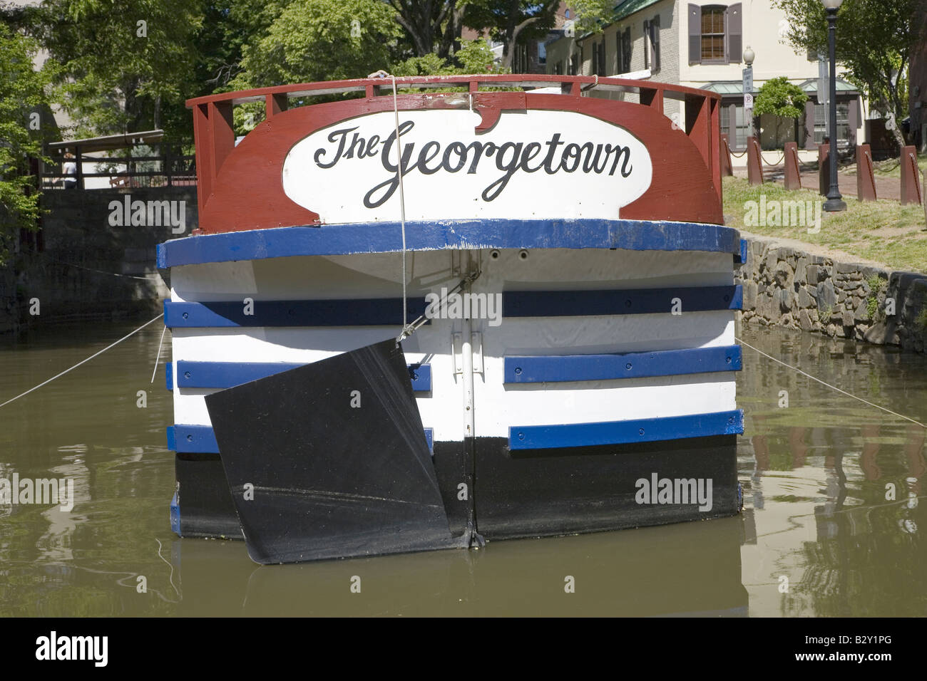 The boat "The Georgetown" on the canal in the Chesapeake & Ohio Canal ...