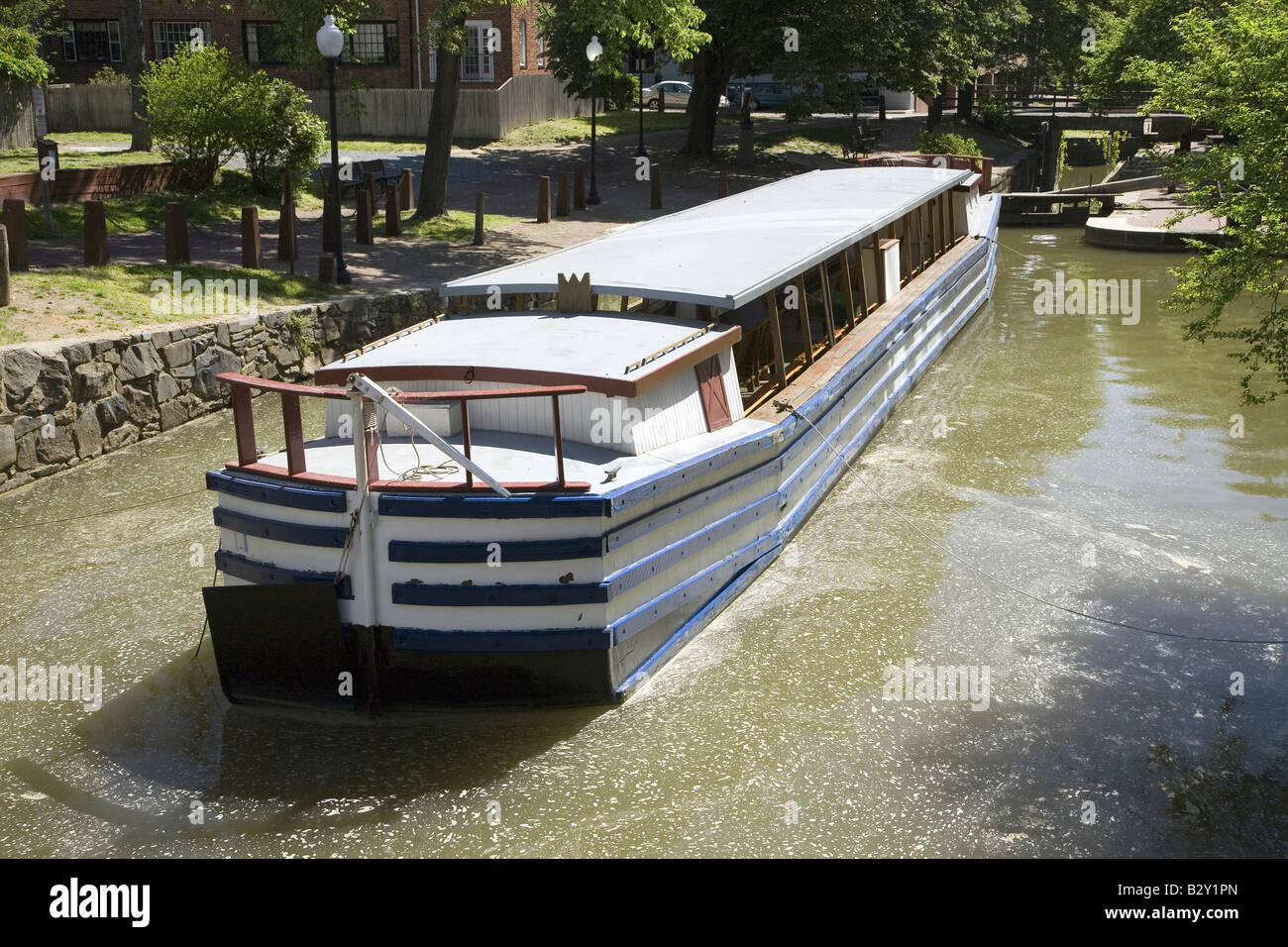 The boat "The Georgetown" on the canal in the Chesapeake & Ohio Canal ...