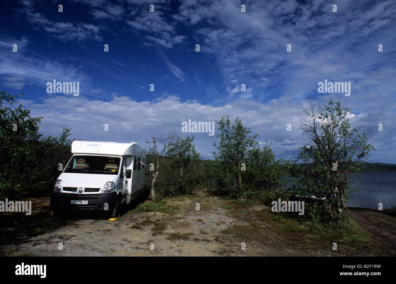 Norway lake near Masi wild camping in sunset Stock Photo - Alamy
