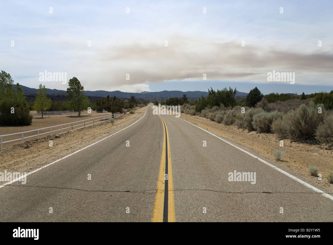 A California wildfire viewed from Lockwood Valley, Highway 33, near ...
