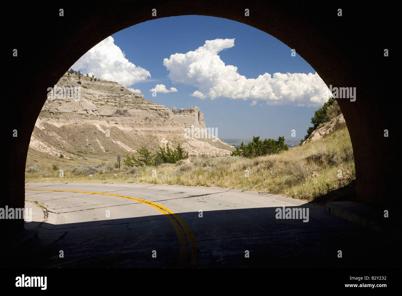 A view of Scotts Bluff National Monument through tunnel, Scottsbluff ...