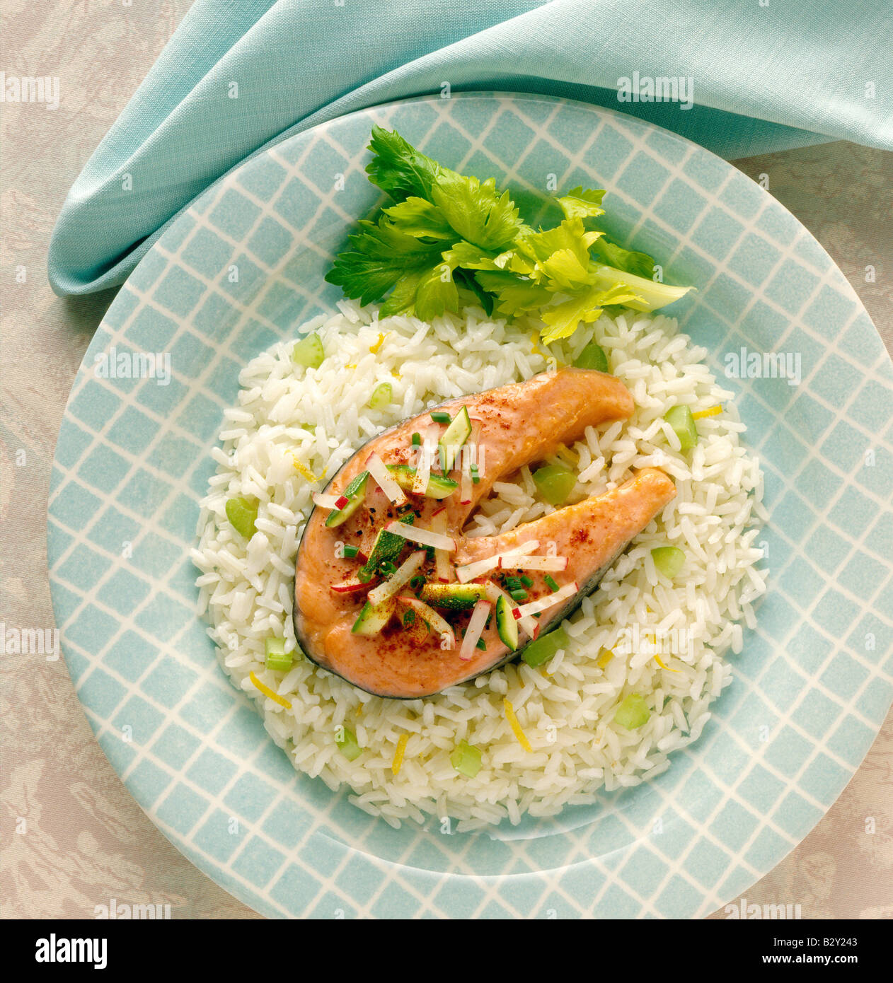 Grilled Salmon With White Rice