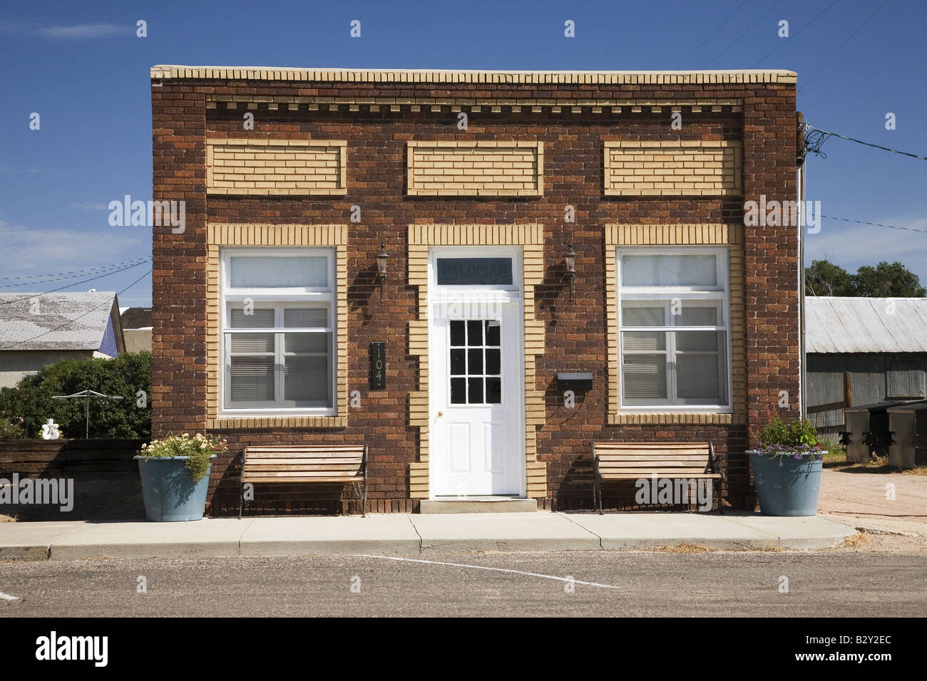 Old-time storefront in Big Springs, Nebraska on the Lincoln Highway, US ...
