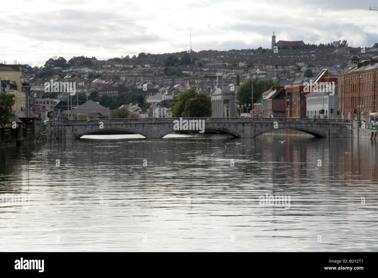River, bridge and cloudy sky Stock Photo - Alamy