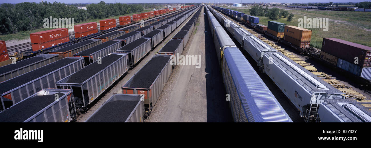 Panoramic view of freight cars at Union Pacific's Bailey Railroad Yards ...