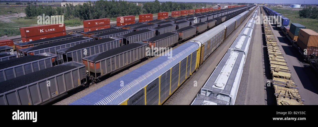 Panoramic view of freight cars at Union Pacific's Bailey Railroad Yards ...