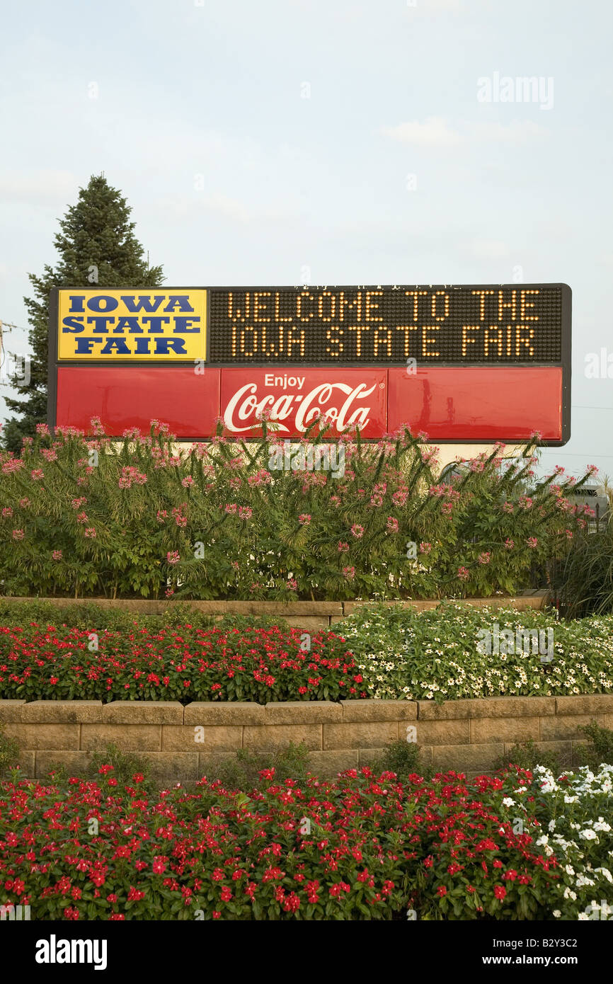 Welcoming sign at Iowa State Fair, Des Moines, Iowa, August, 2007 Stock ...