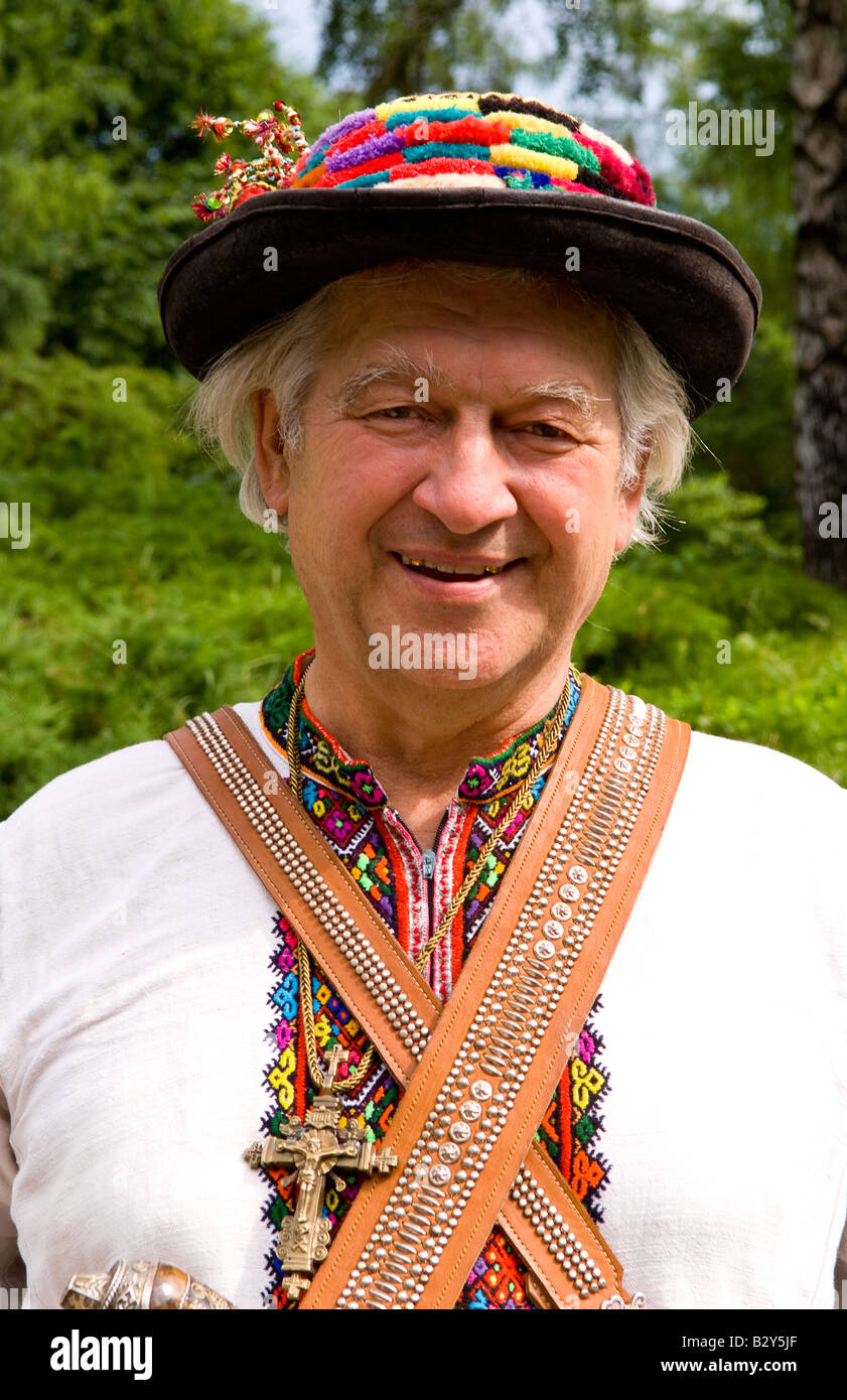 Man in traditional costume of Ukraine old clothes in festive in Kiev ...