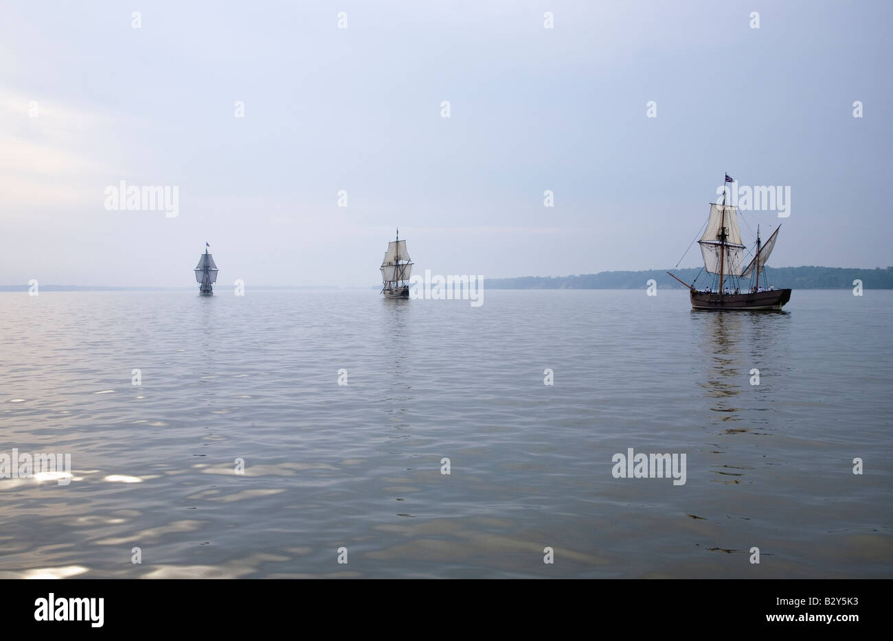 The Susan Constant, Godspeed and Discovery, re-creations of the three ...