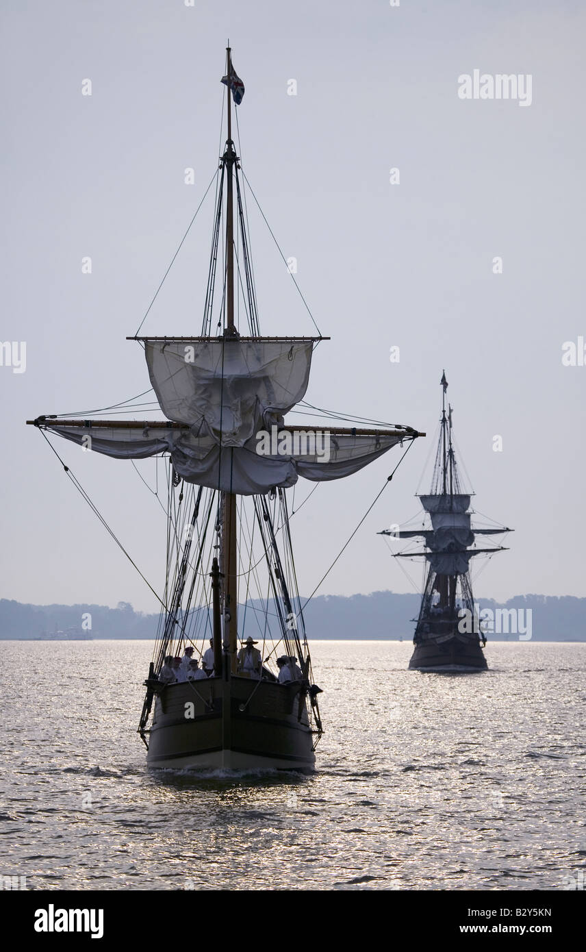 The Susan Constant, Godspeed and Discovery, re-creations of the three ...