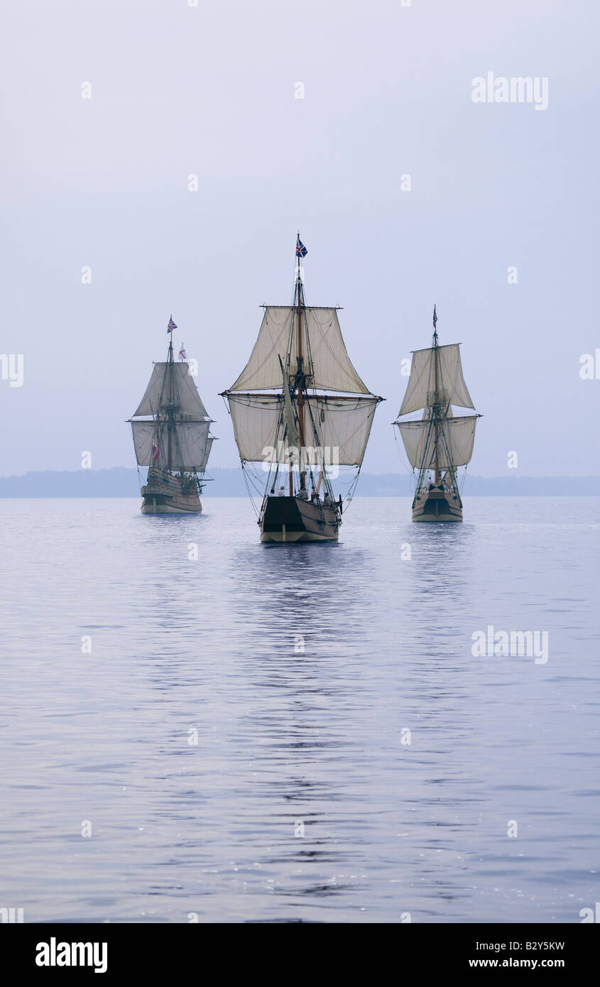 The Susan Constant, Godspeed and Discovery, re-creations of the three ...
