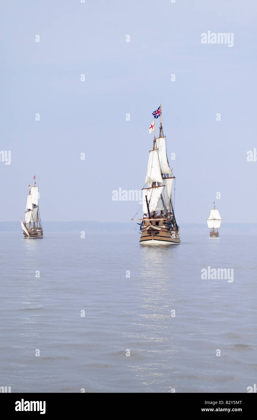 The Susan Constant, Godspeed and Discovery, re-creations of the three ...