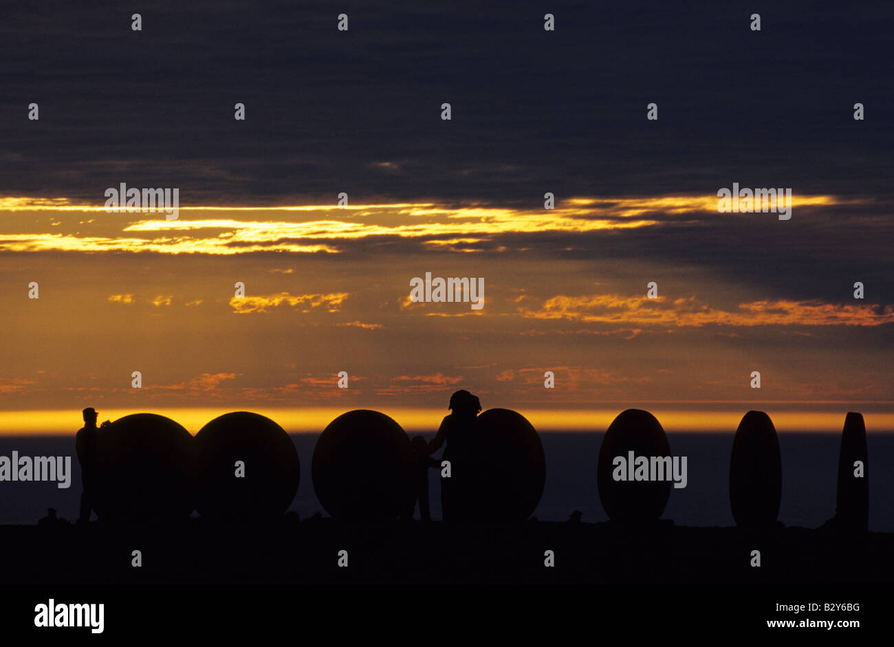 Norway Nordkapp midnight sun children monument Stock Photo - Alamy