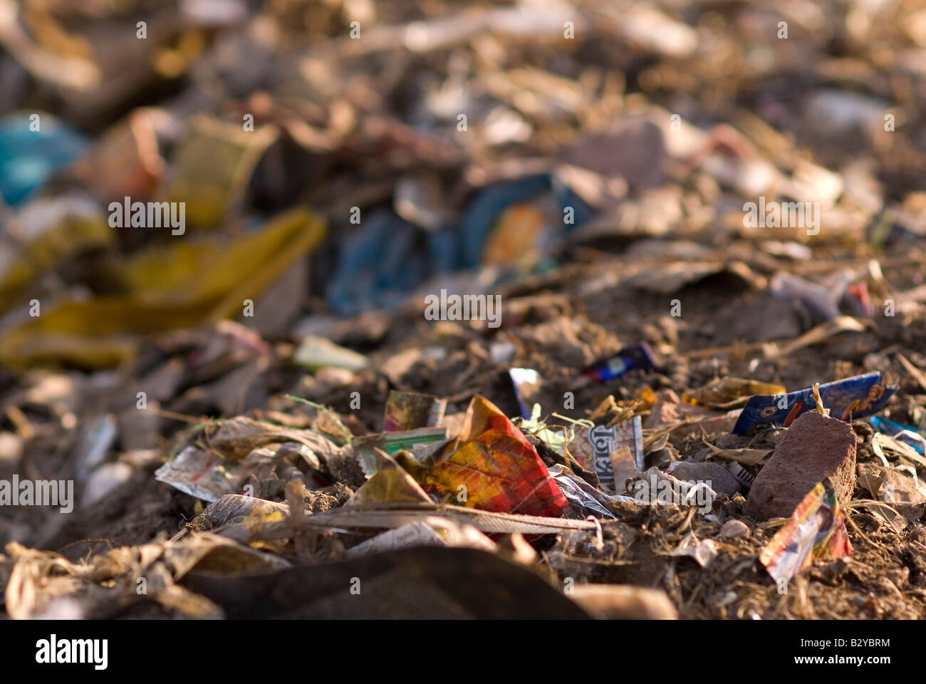 Litter on banks of Yamuna River, Agra City, Uttar Pradesh, India ...