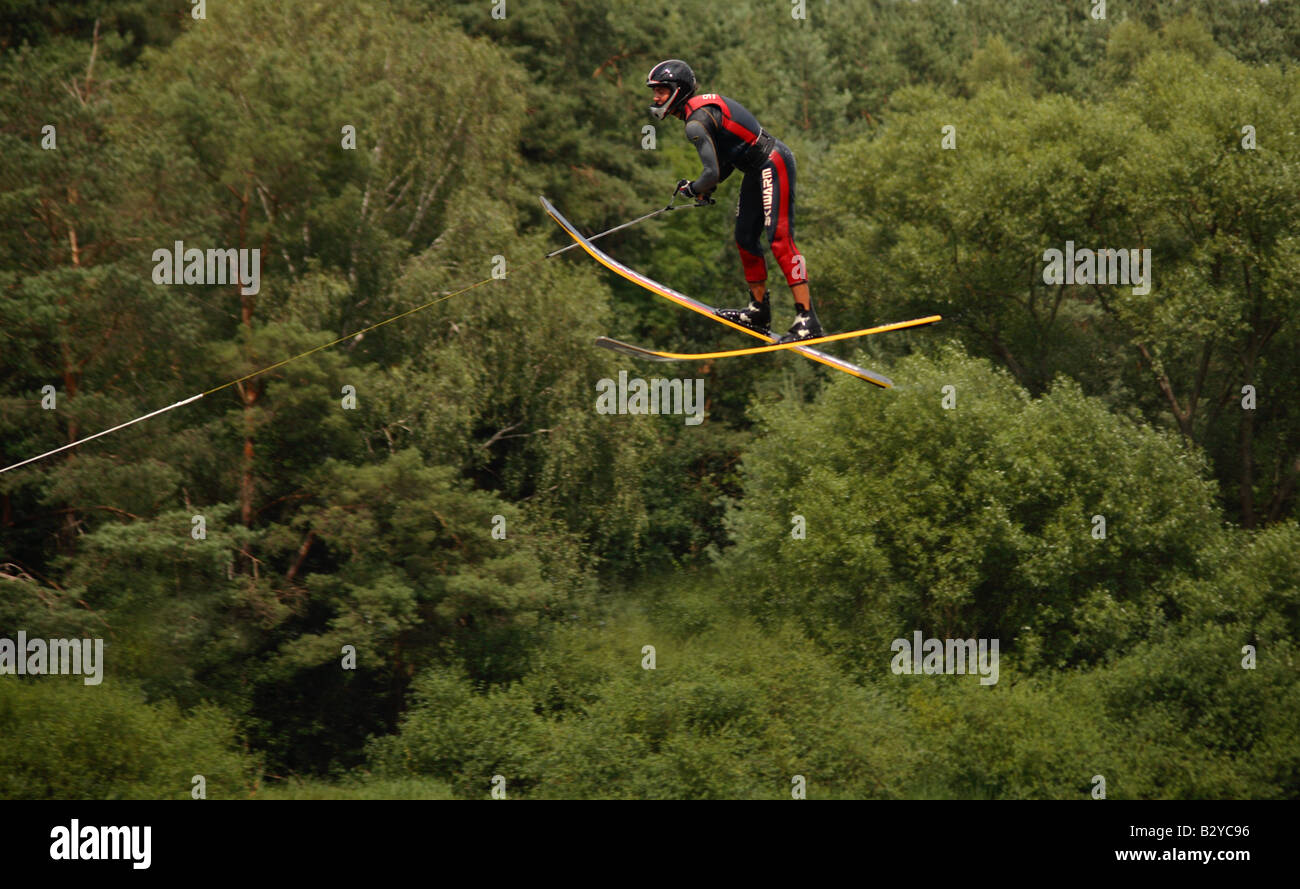 water ski long distance jumper Stock Photo - Alamy