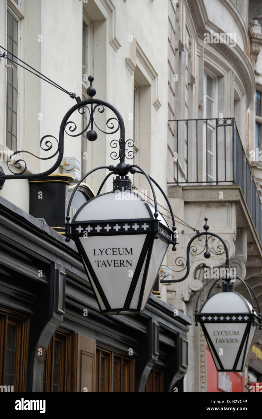 Lanterns outside the Lyceum Tavern pub in the Strand, London, England ...