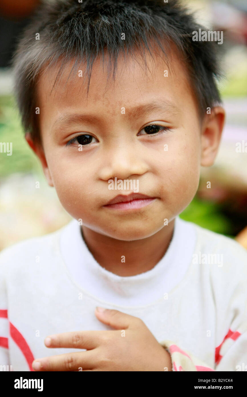 Vietnamese boy at a small village in the Red River valley, north ...
