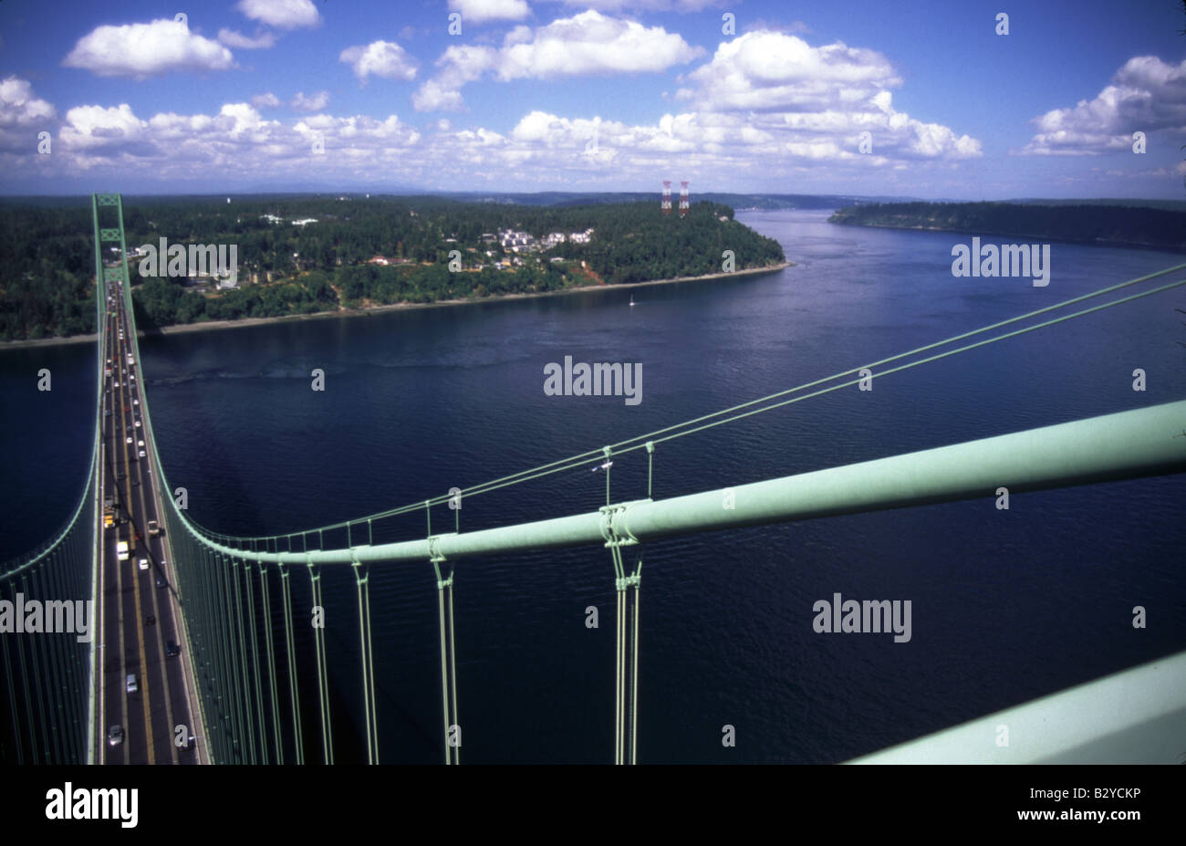 On Top of the Narrows Bridge Puget Sound Tacoma Washington USA Stock ...
