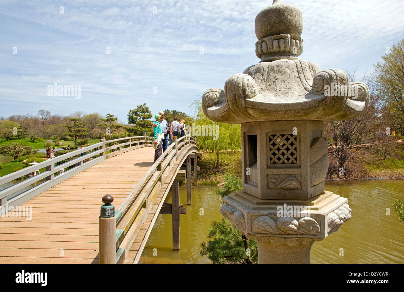 Japanese Lantern & Bridge at entrance to the Japanese Garden at the ...