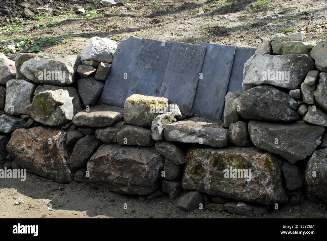 A section of amateur dry stone wall in North East Scotland Stock Photo ...