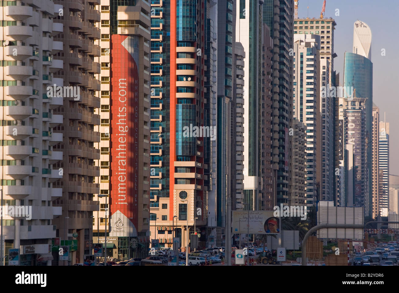 United Arab Emirates Dubai Sheikh Zayed Rd high rise buildings along ...