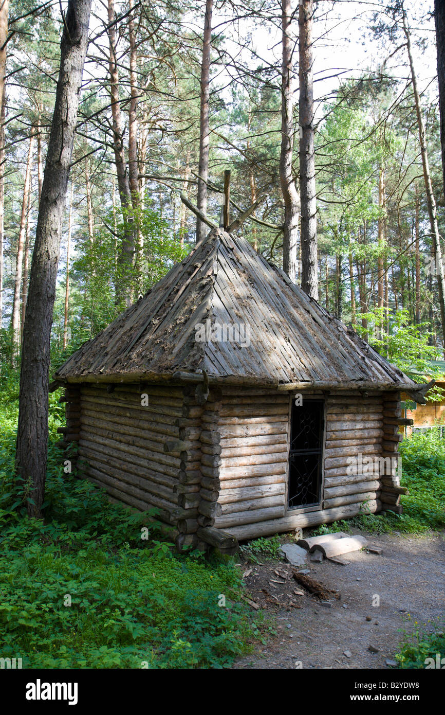 wild house for hunter in pine forest Stock Photo - Alamy