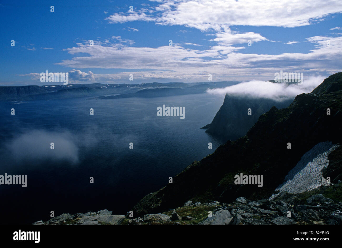 Norway Nordkapp eastern fjord and clouds Stock Photo - Alamy
