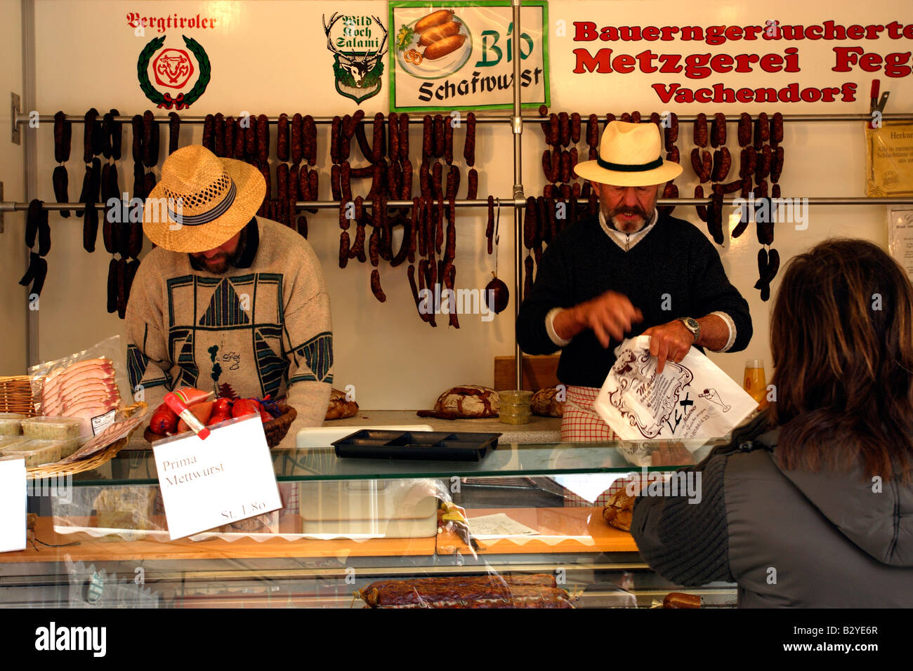 German Sausage Vendor, Wasserburg, Upper Bavaria, Germany Stock Photo ...