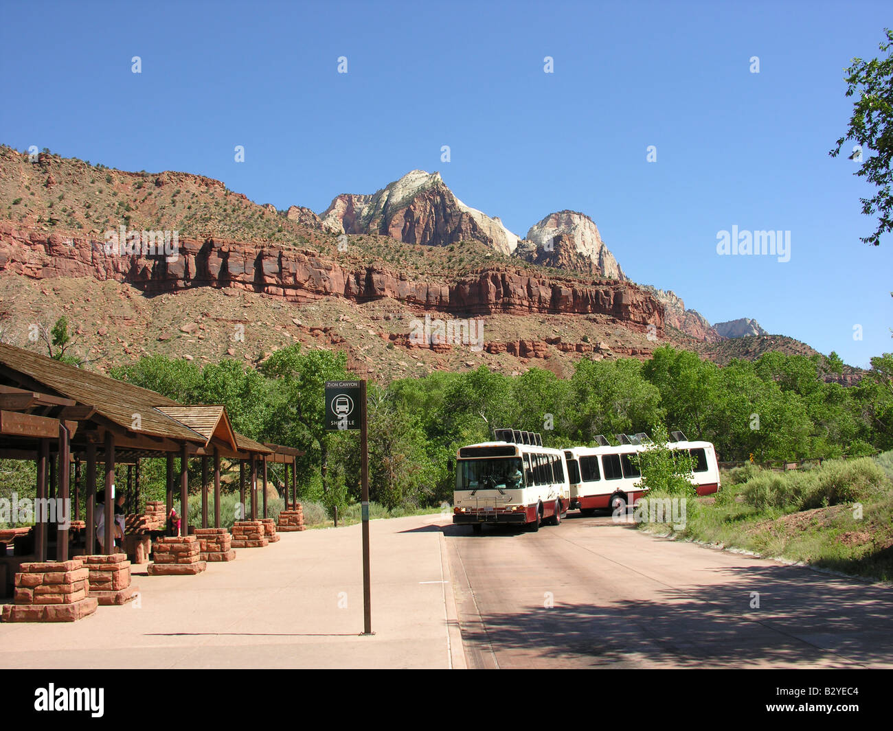 Tour bus arrives Zion national Park Utah Stock Photo - Alamy