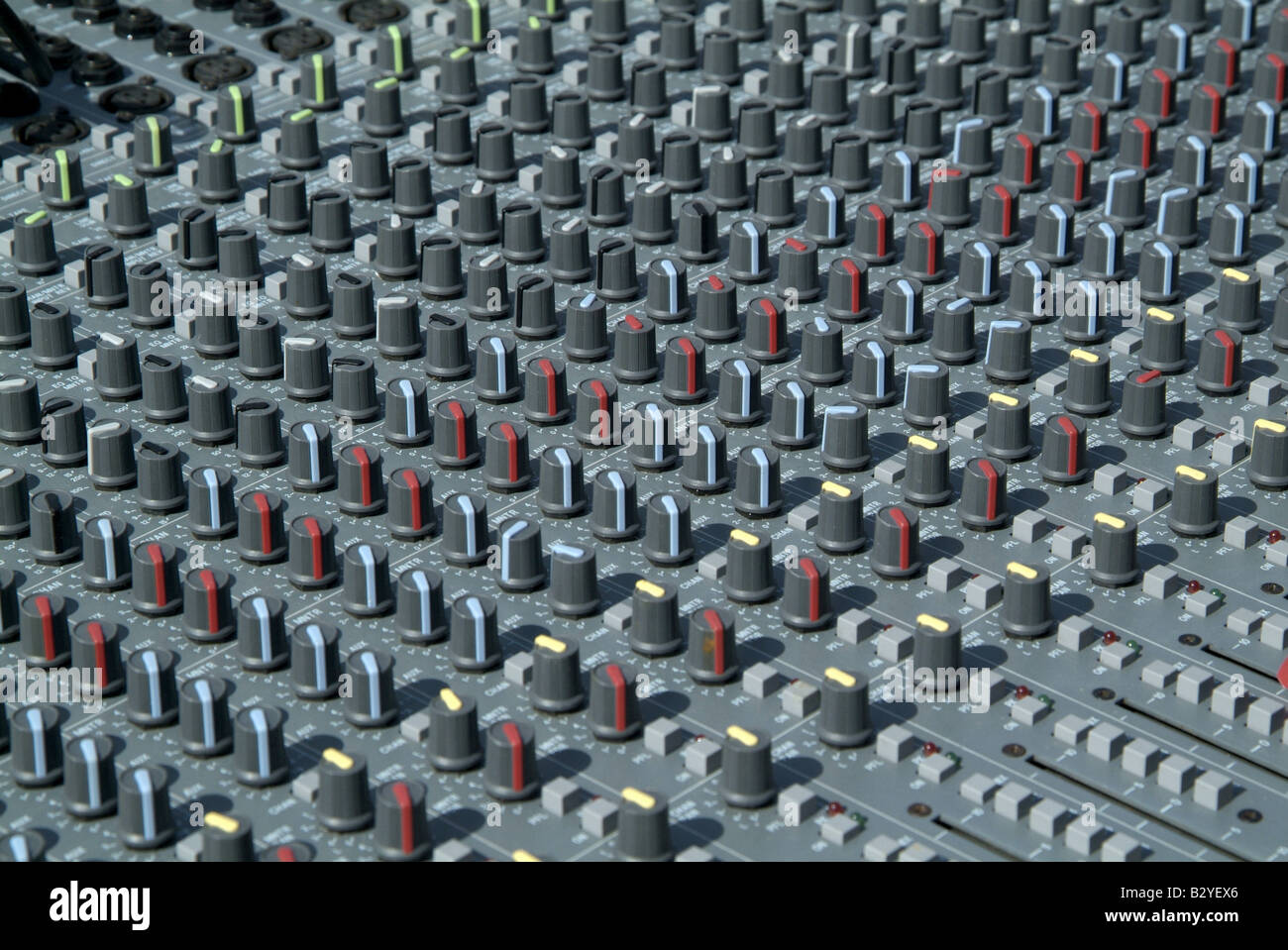 Knobs on a sound mixing desk Stock Photo - Alamy