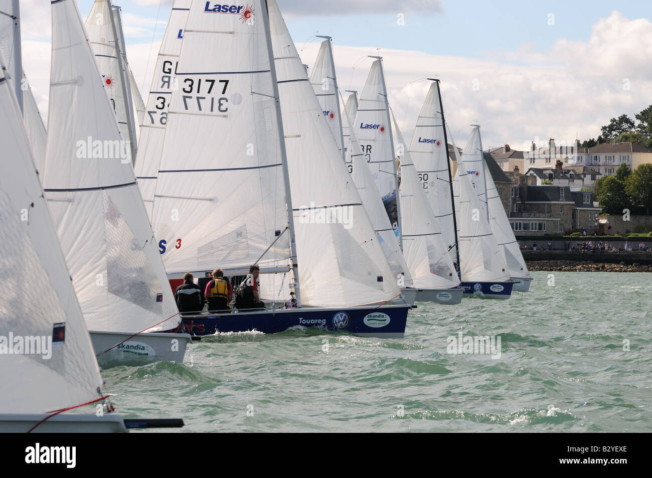 start of the laser SB3 sailing sailing Cowes Week Isle of Wight from ...
