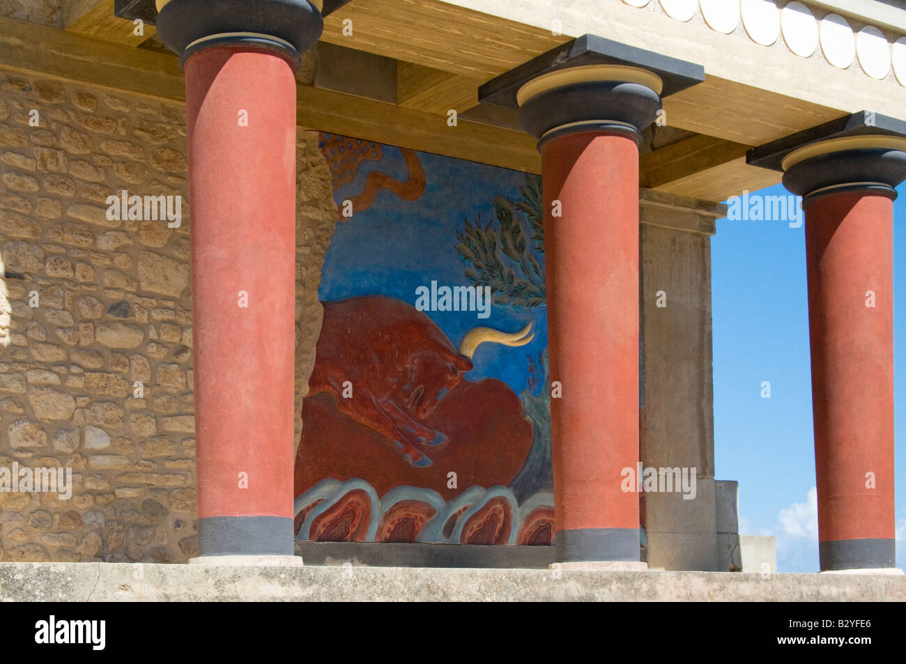 Knossos, Crete, Greece. Minoan Archaeological Site. Stucco Relief of ...