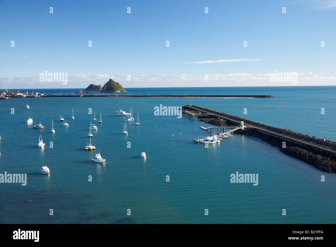 Lee Breakwater Boats and Sugar Loaf Islands Port Taranaki New Plymouth ...