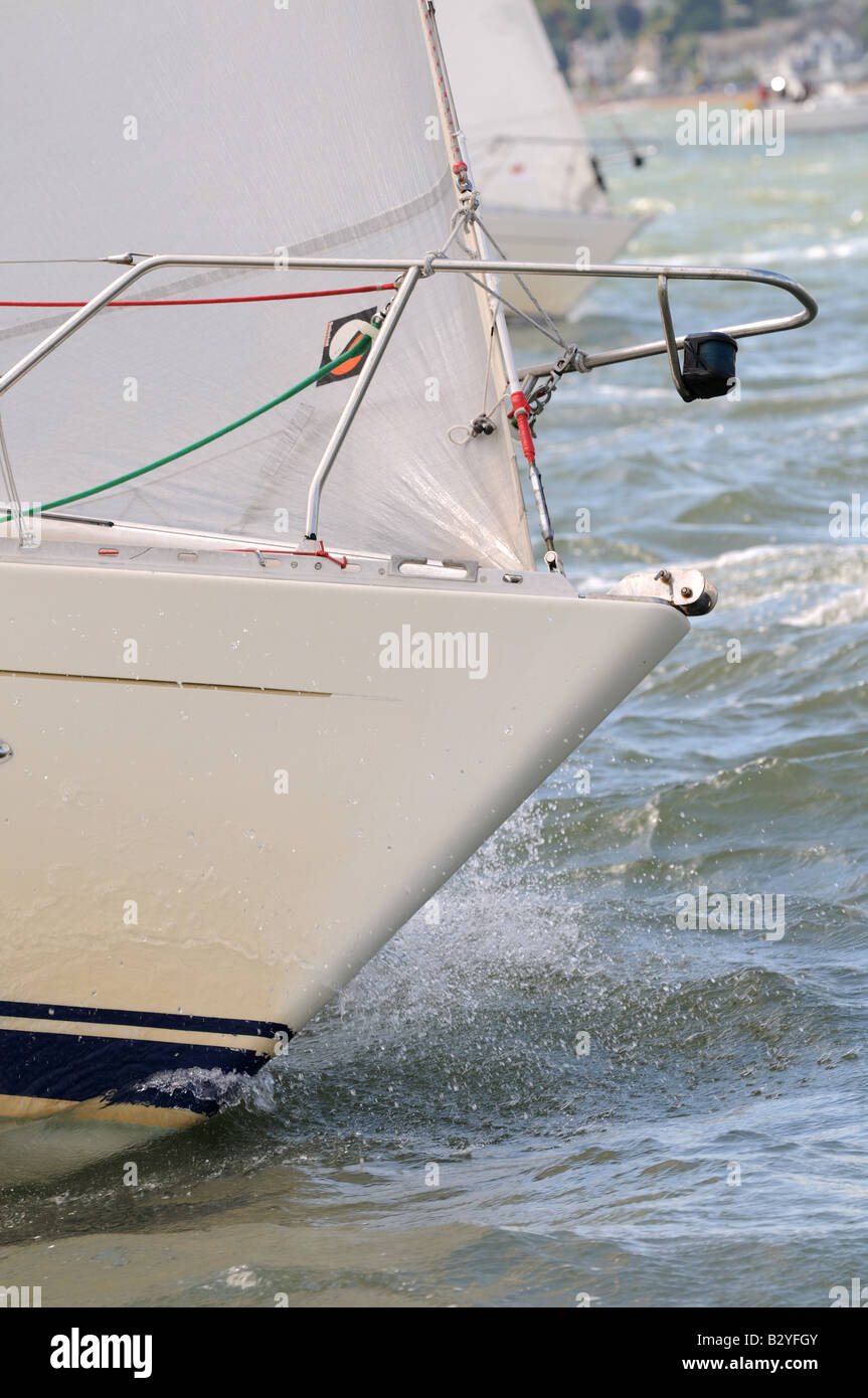 bow of racing yacht sailing Cowes Week Isle of Wight Stock Photo - Alamy