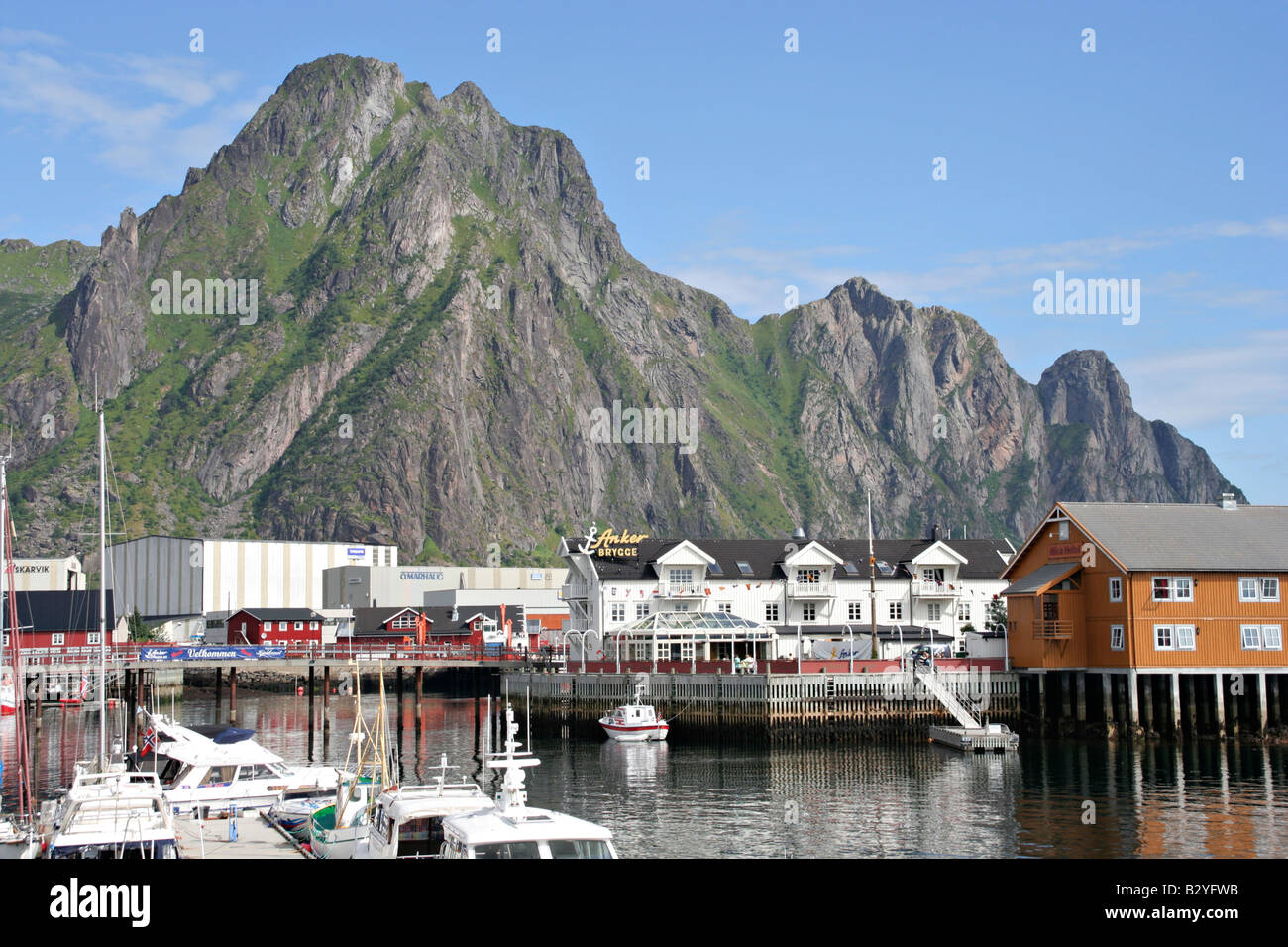Svolvær mountains harbour lofoten norway europe scandinavia summer ...