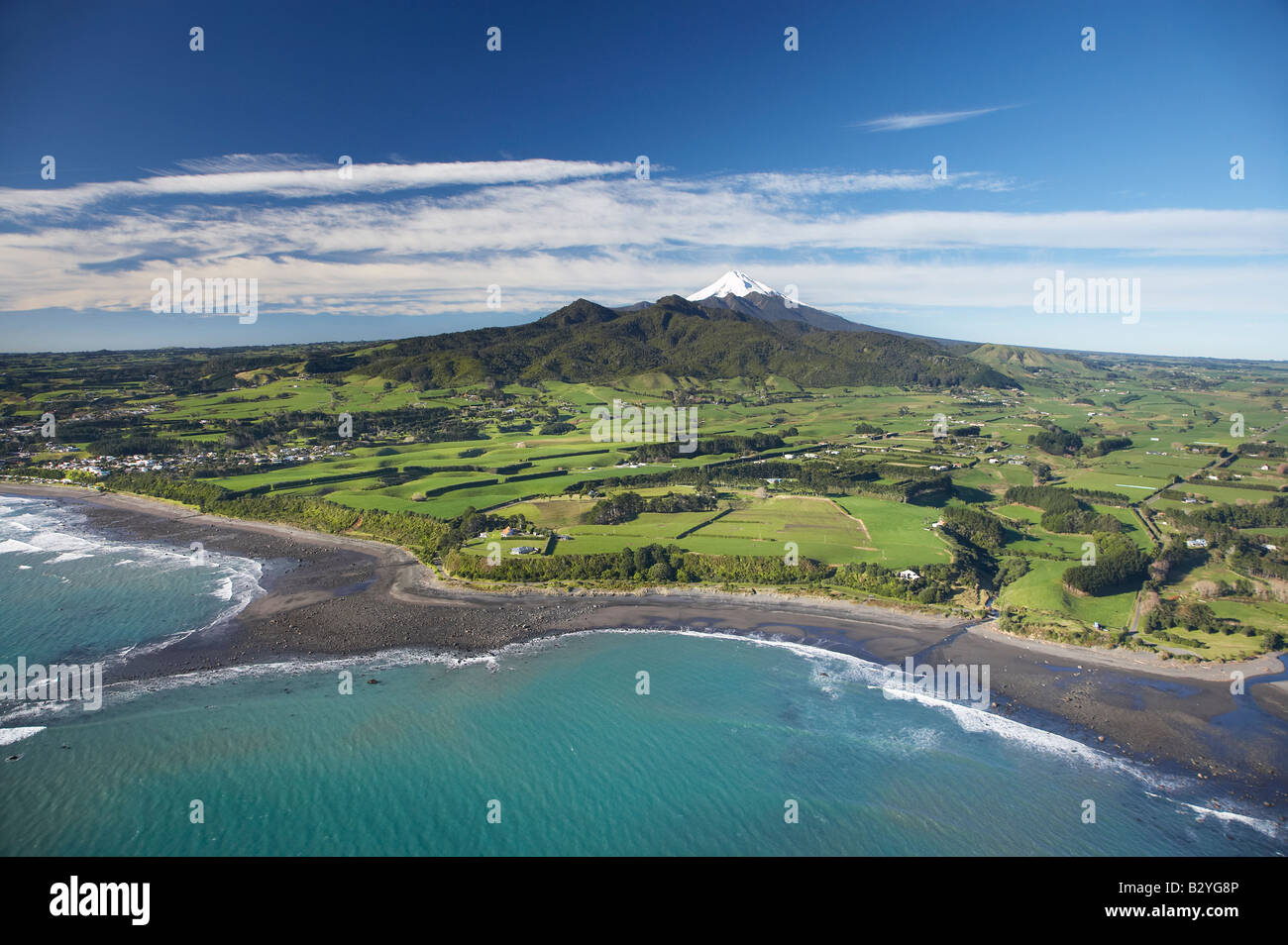 Taranaki Coastline near Oakura near New Plymouth Farmland and Mt ...
