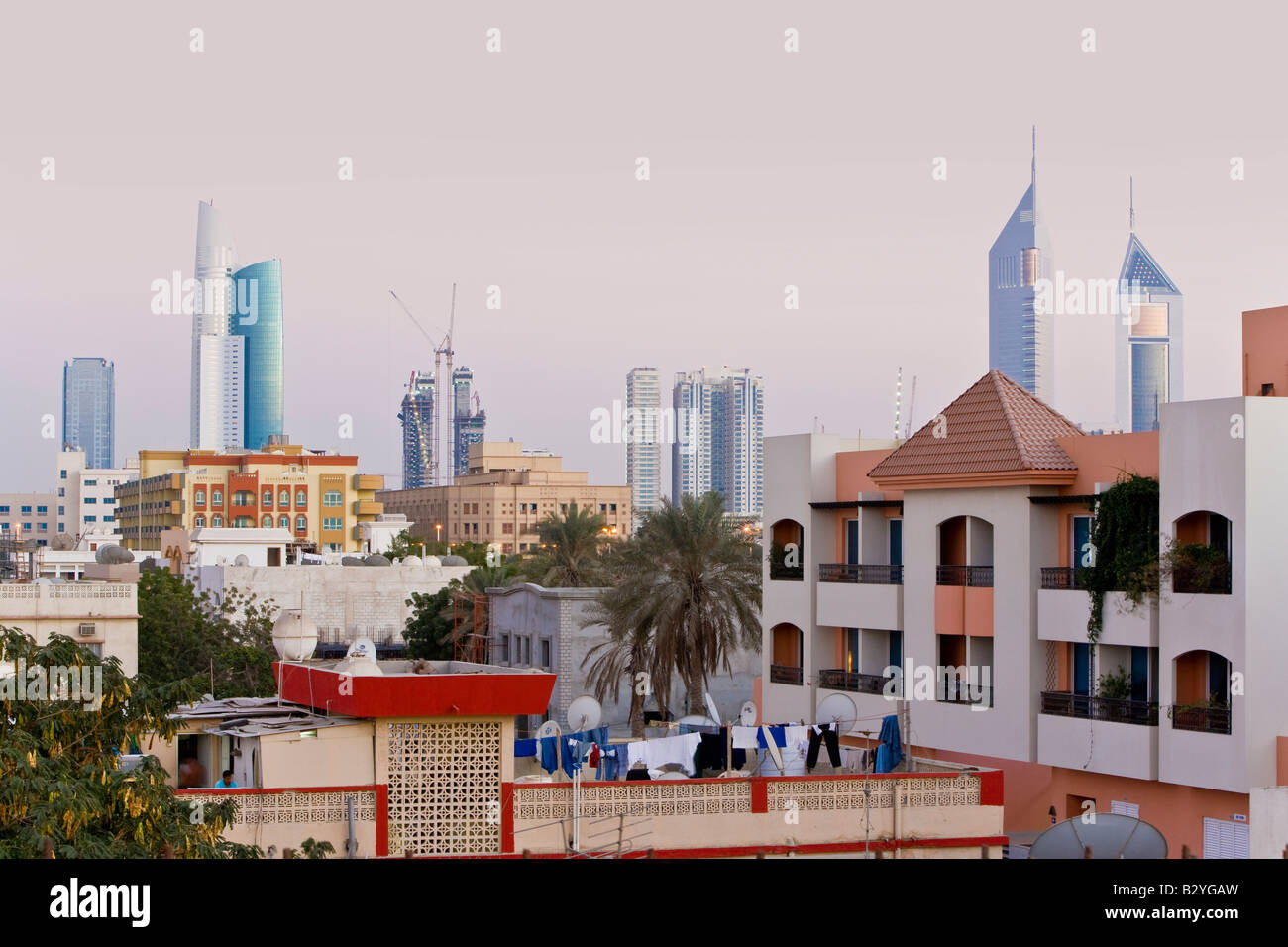United Arab Emirates Dubai new high rise skyline along Sheikh Zayed Rd ...