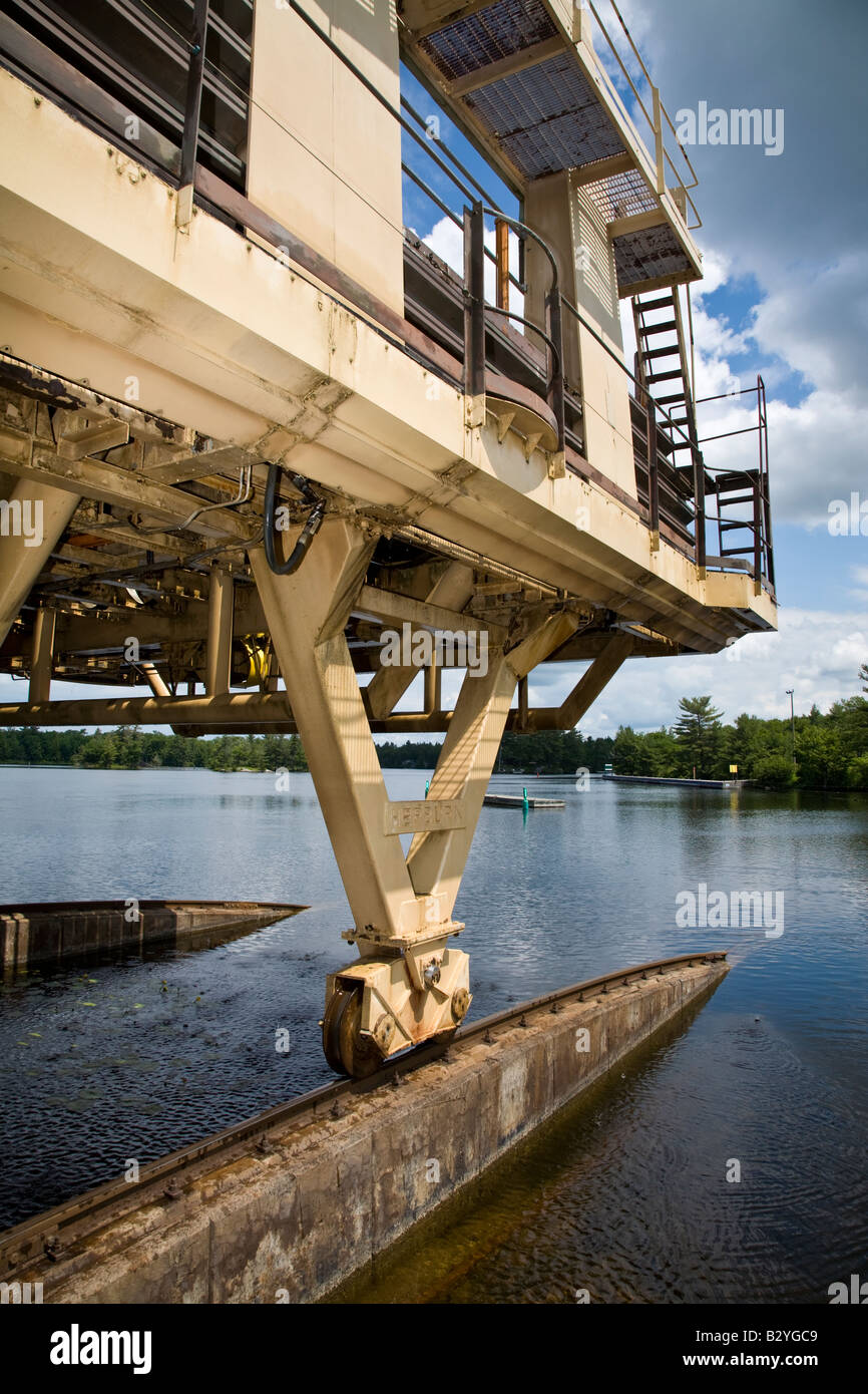 Marine railway boat carriage and track at Big Chute, Ontario, Canada ...