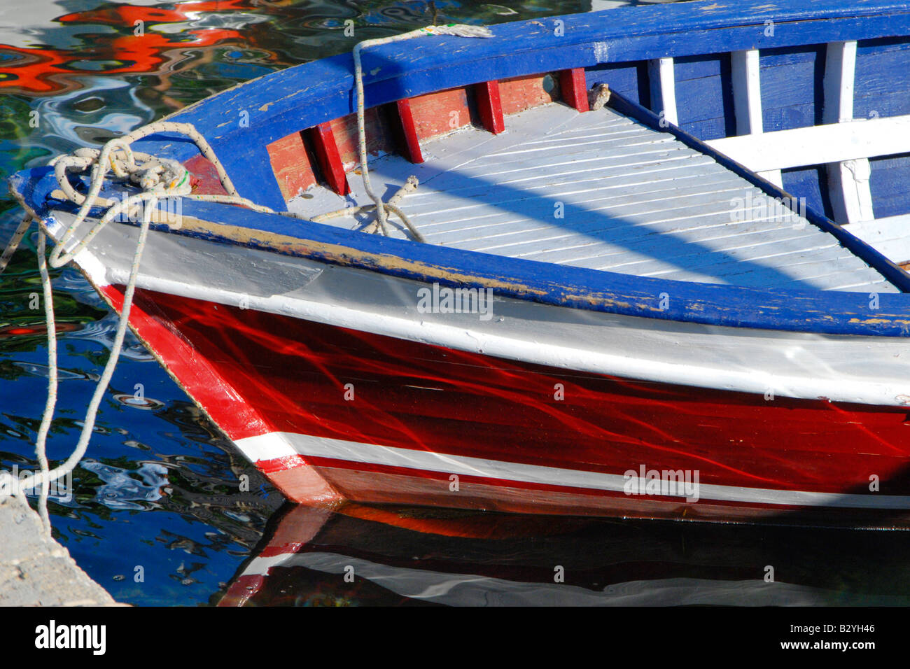Turkish fishing boat in harbor, Bozburn, Datca Peninsula, Turkey Stock ...