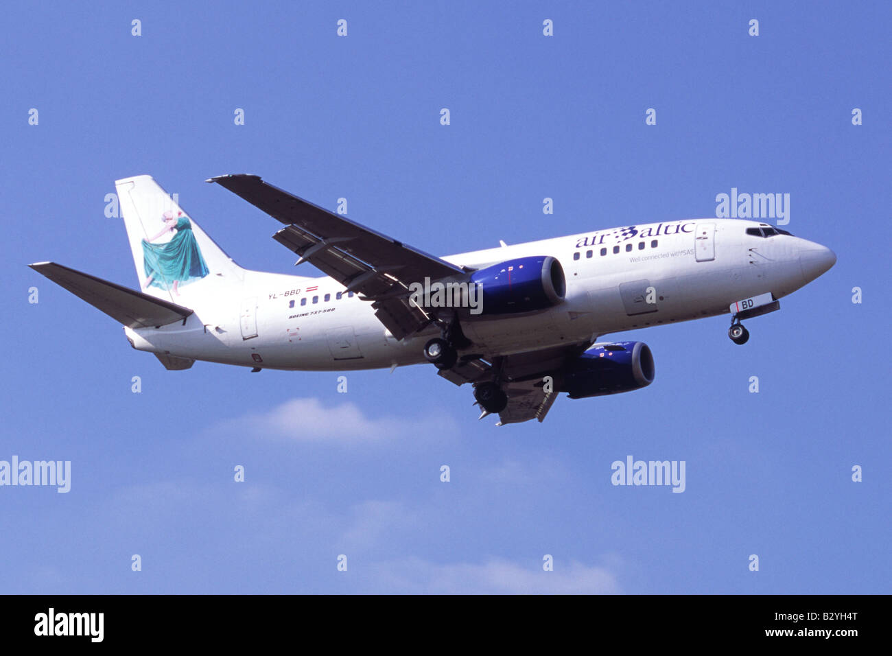 Boeing 737 operated by Air Baltic on approach for landing at London ...