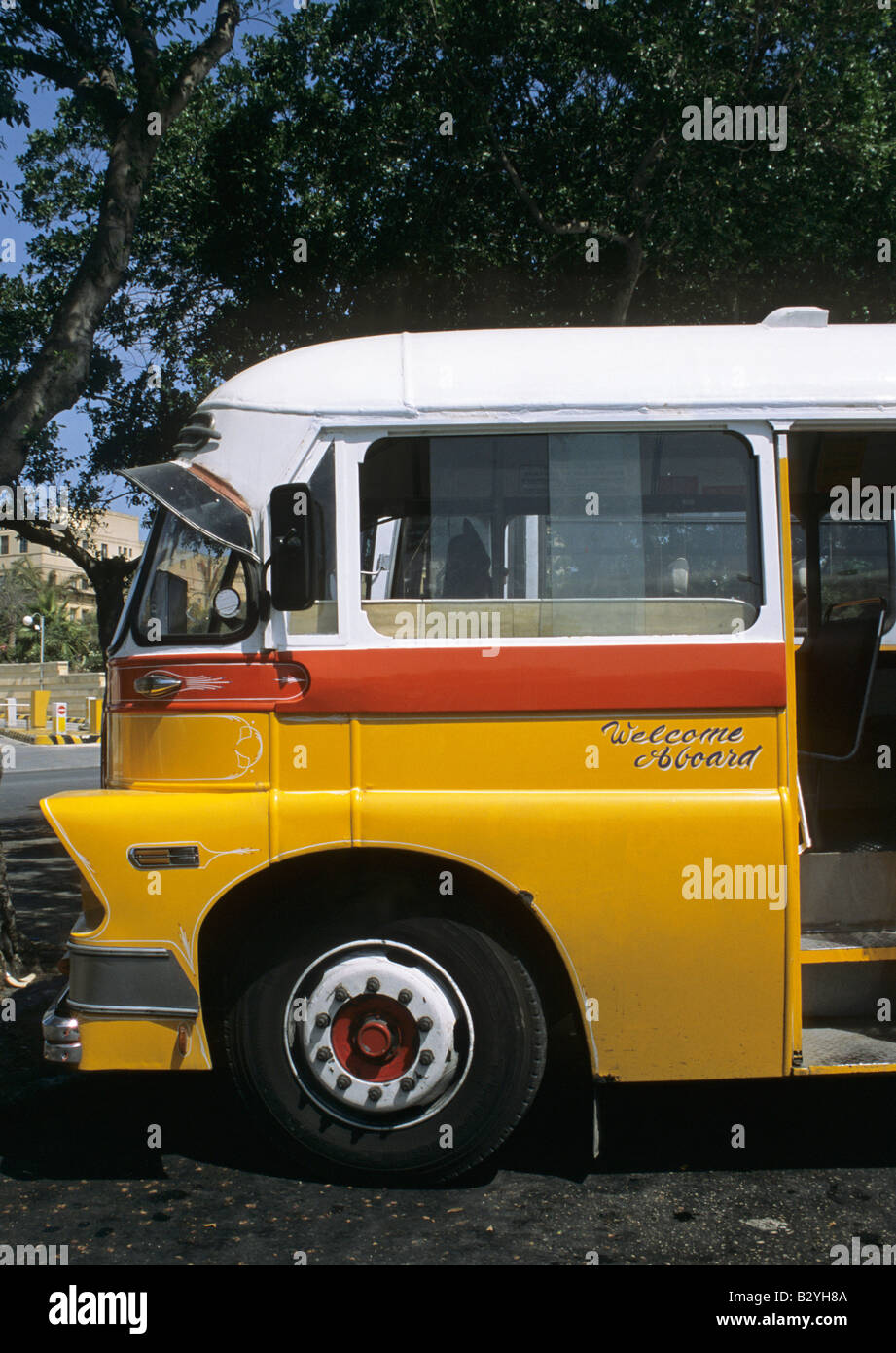 side view of a typical Maltese bus in Valletta Malta Island Stock Photo ...