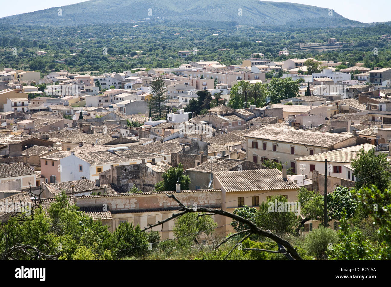 Rooftops of Arta in Mallorca, Spain, viewed from the Santuri de Sant ...