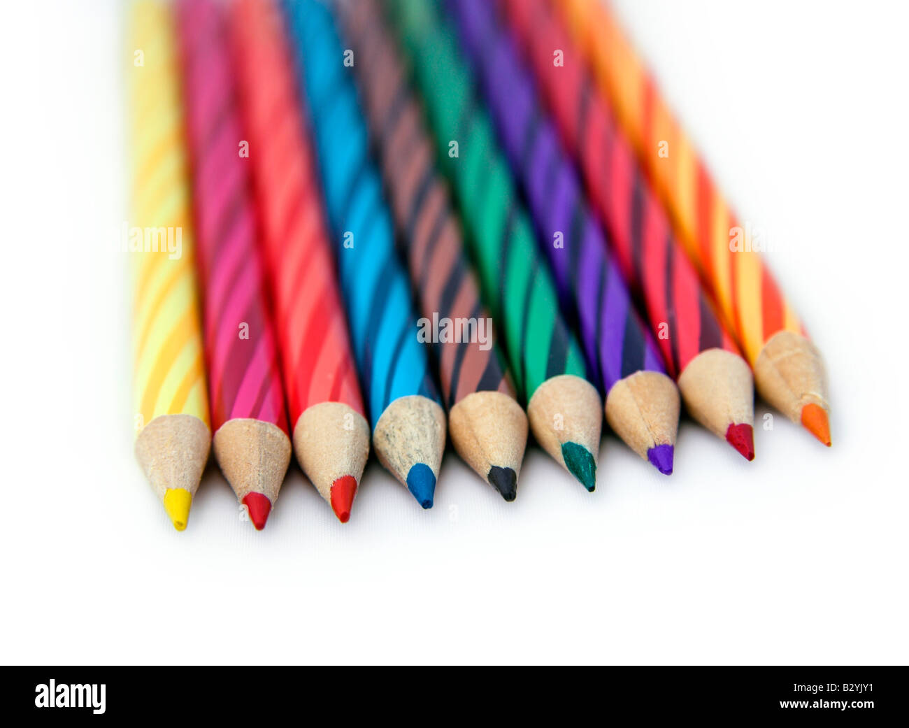 Coloured pencils, crayons, white background Stock Photo - Alamy