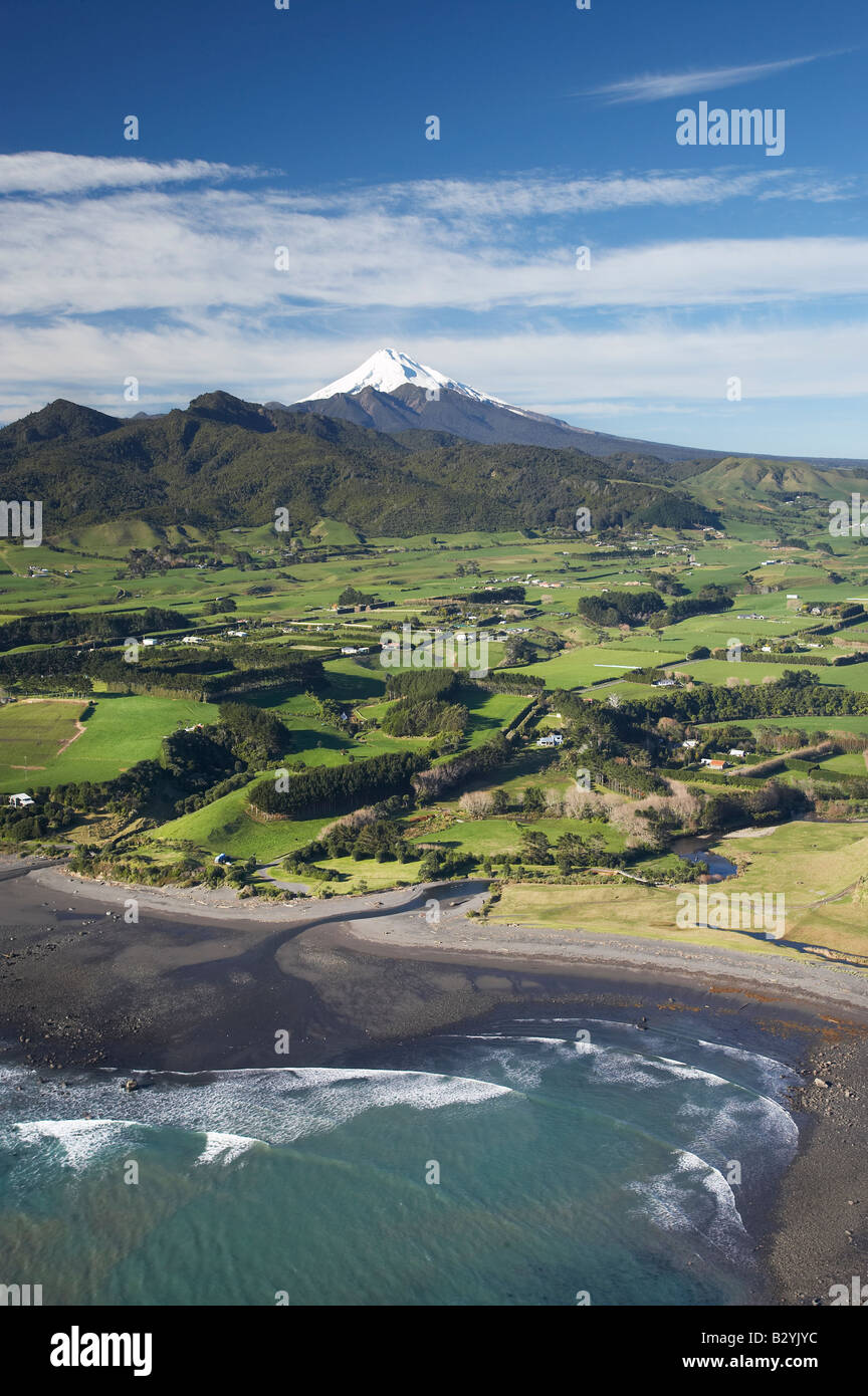 Taranaki Coastline near Oakura near New Plymouth Farmland and Mt ...