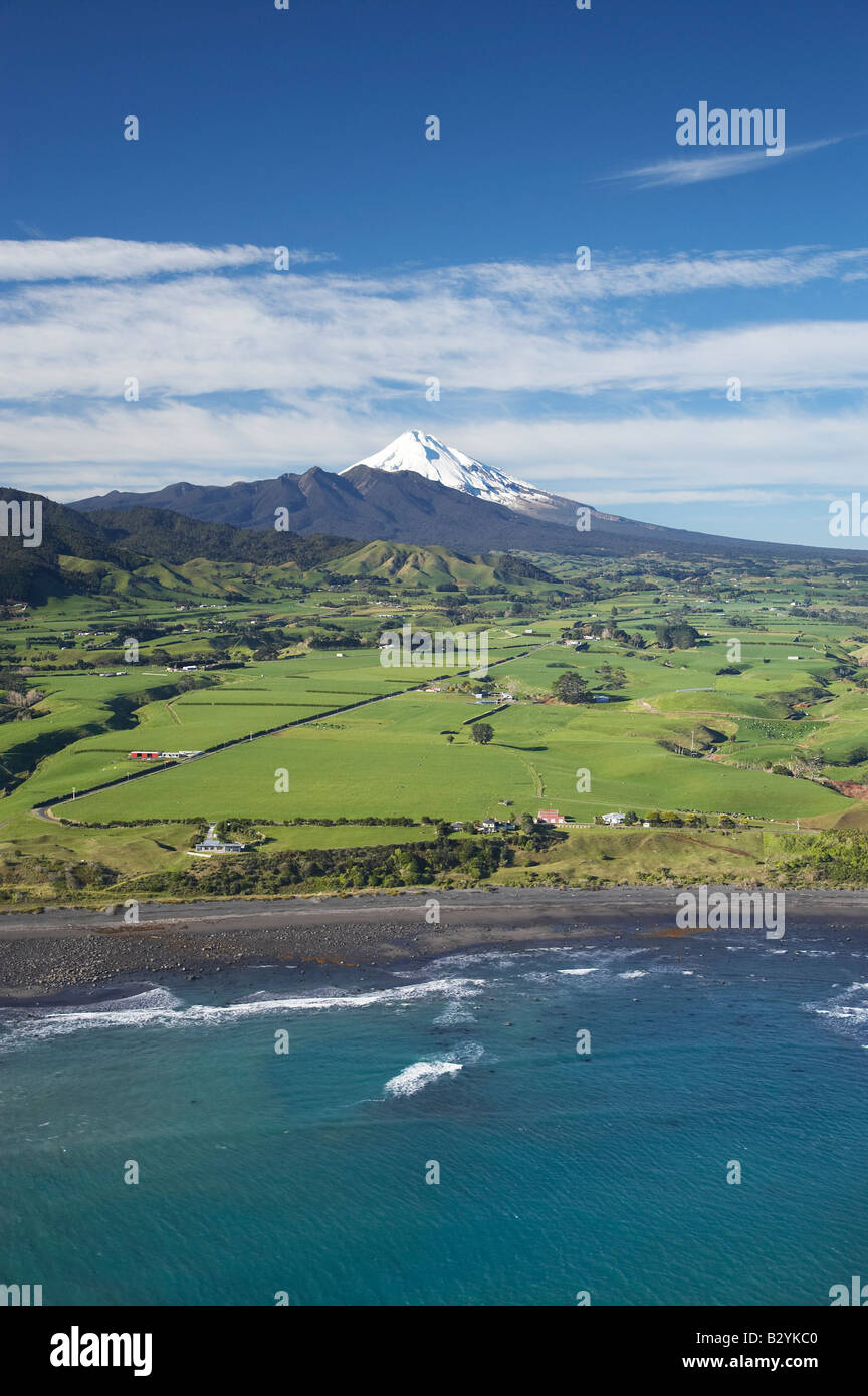 Taranaki Coastline near Oakura near New Plymouth Farmland and Mt ...