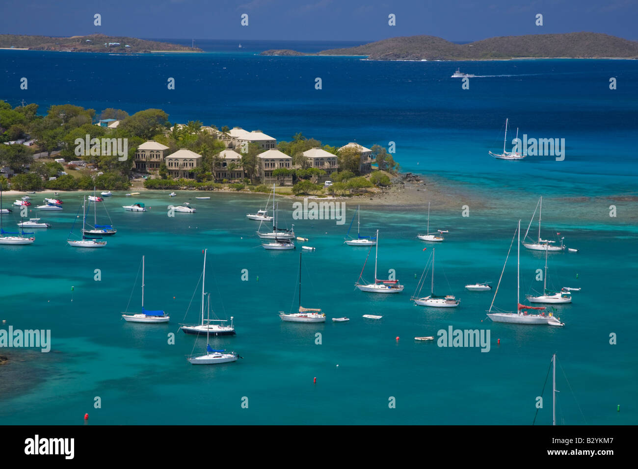 Cruz Bay harbor on the caribbean island of St John in the US Virgin ...