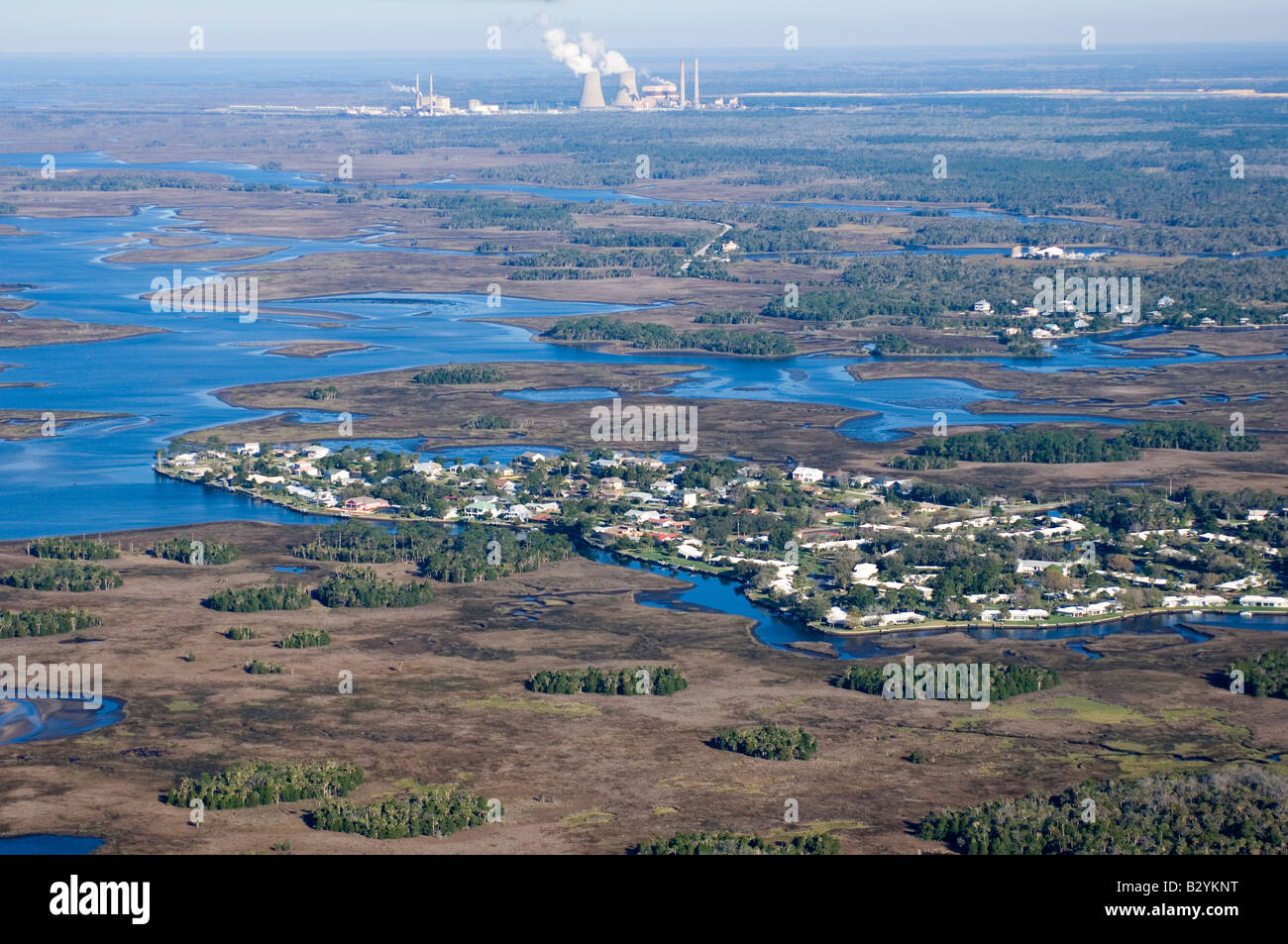 Aerial photograph of Crystal River in northwestern Florida; one of the ...