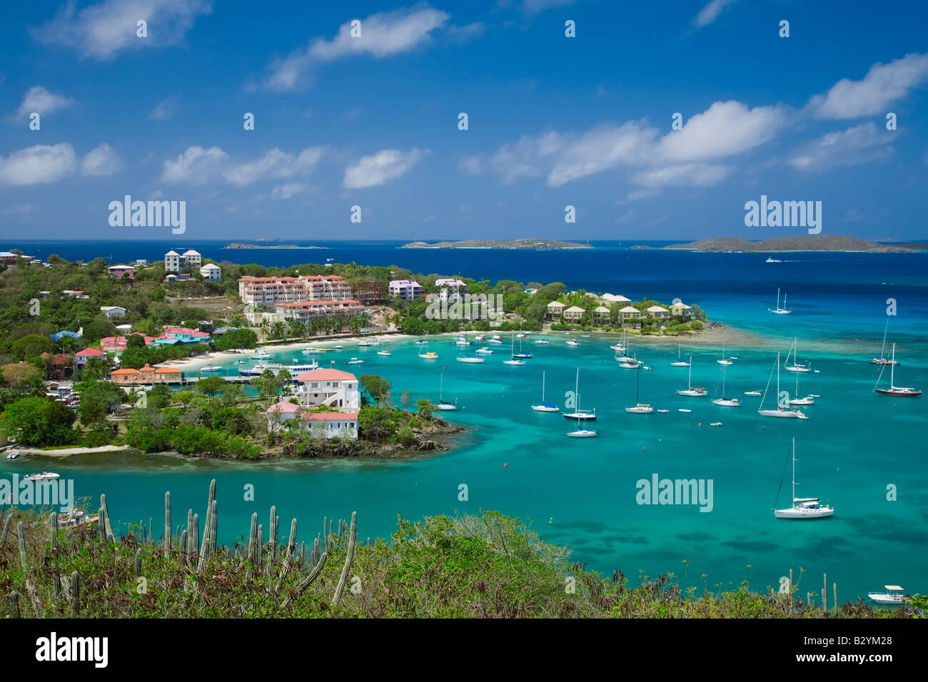 Cruz Bay harbor on the caribbean island of St John in the US Virgin ...